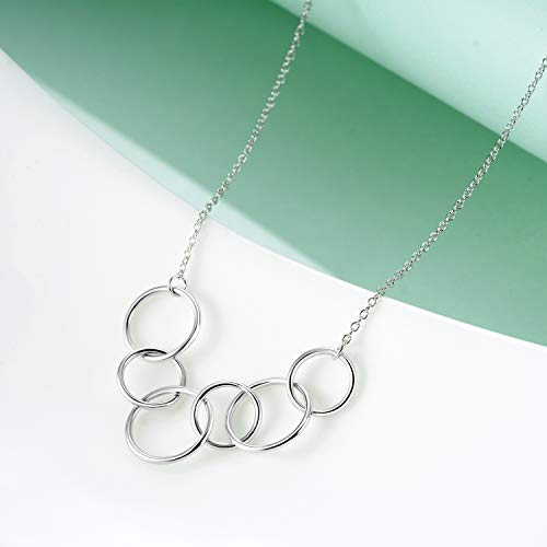 SOULMEET 60th Birthday Gifts Necklace, Sterling Silver Six Circles Necklace for Her 6 Decades Jewelry Gift 60 Years Old