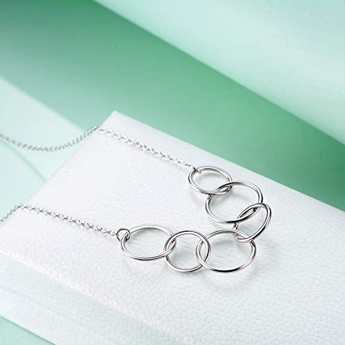 SOULMEET 60th Birthday Gifts Necklace, Sterling Silver Six Circles Necklace for Her 6 Decades Jewelry Gift 60 Years Old