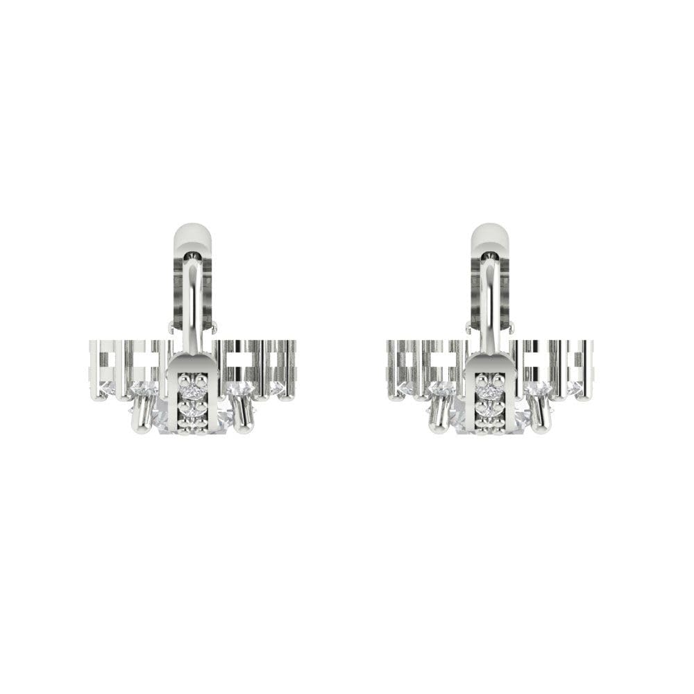 Clara Pucci 3.55 ct Round Cut Conflict Free Halo Solitaire Genuine Moissanite Designer Lever back Drop Dangle Earrings 14k White Gold