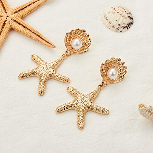 Doubnine Boho Starfish Shell Earrings Star Dangle Women Beach Ocean Summer Jewelry