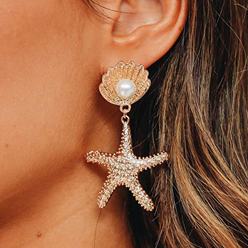 Doubnine Boho Starfish Shell Earrings Star Dangle Women Beach Ocean Summer Jewelry