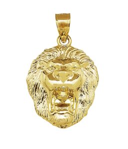 amz jewelry 10k yellow gold lion head charm lion pendant 1.0 inch