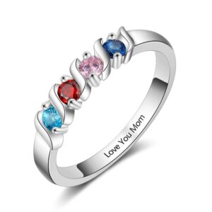 grandma rings with 4 simulated birthstones personalized family jewelry women's promise rings mother's day gifts (7)