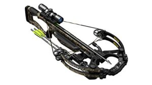 barnett whitetail hunter crossbow, with 4x32mm multi-reticle scope, 2 arrows, lightweight quiver, str without crank device