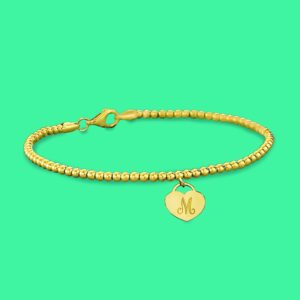 Ross-Simons Plain - 14kt Yellow Gold Heart Charm Bead Bracelet. 7 inches