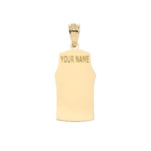 Sports Charm Certified 10k Yellow Gold Personalized Basketball Jersey Pendant with Your Name and Number