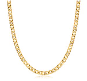 barzel 18k gold plated diamond cut cuban link chain necklace 5mm (24, diamond cut cu100)