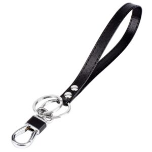 amazon essentials - lanyard keychain with detachable alloy metal rings metal rings (black)