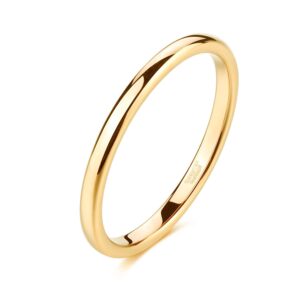 trumium 2mm gold tungsten rings for women plain thin high polish engagement wedding band size 7.5