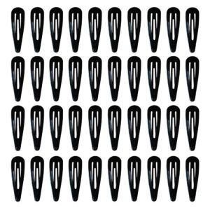 40 pack black 2 inch barrettes women metal snap hair clips accessories