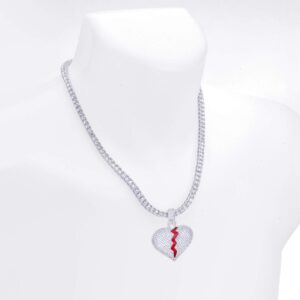 Remedy Broken Heart Iced Pendant 24" Tennis Chain THC 16875 S