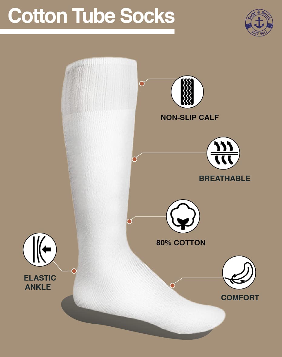 Yacht & Smith Men's & Women's Wholesale Bulk Cotton Tube Socks, Referee Style, by SOCKS'NBULK