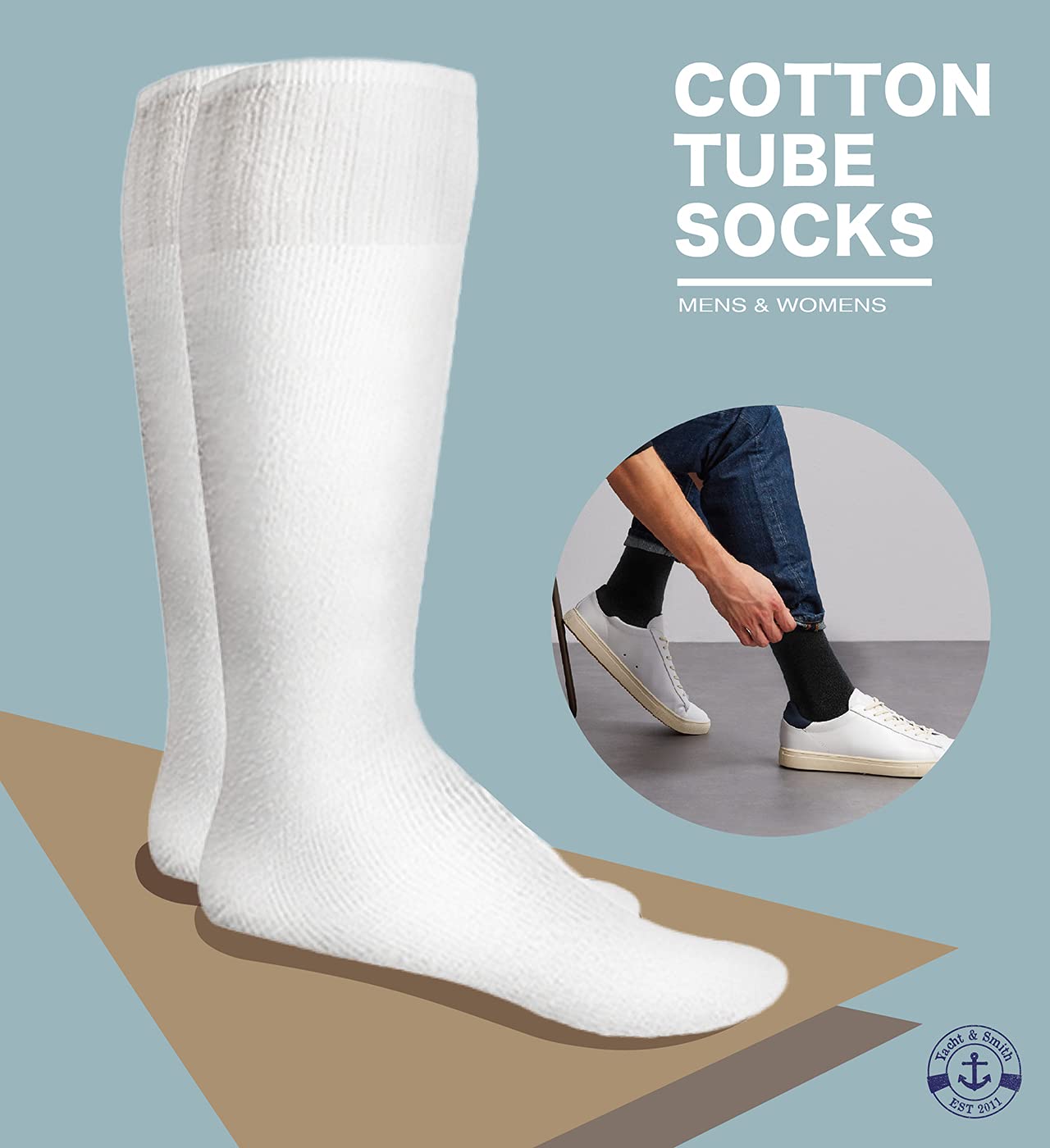 Yacht & Smith Men's & Women's Wholesale Bulk Cotton Tube Socks, Referee Style, by SOCKS'NBULK