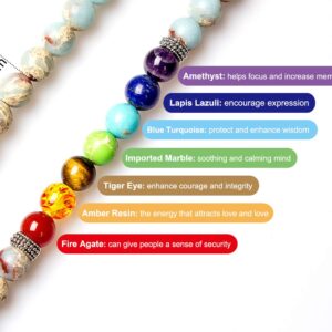 Addmluck 108 Mala Beads Meditation Necklace 7 Chakra Tree of Life Pendant Necklace Prayer Buddha Beaded Bracelets Healing Stone Yoga Necklace for Men and Women Jewelry(shoushan stone)