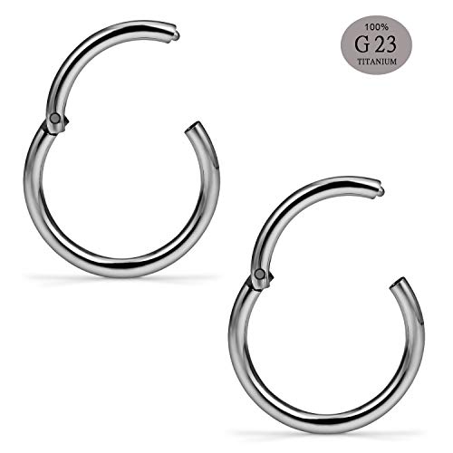 SCERRING 3 Pairs 16G G23 Titanium Hinged Clicker Segment Septum Nose Lip Ring Hoop Cartilage Tragus Sleeper Earrings Body Piercing Jewelry 8mm 10mm 12mm