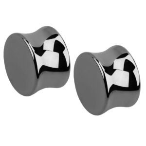 hematite stone double flared plug earrings, sold as a pair (20mm (13/16"))