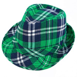 Skeleteen Irish Plaid Green Fedora - St. Patrick's Day Costume Accessories Leprechaun Hat For Men Women and Kids