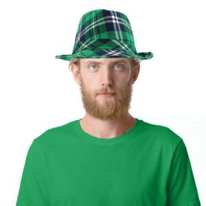 Skeleteen Irish Plaid Green Fedora - St. Patrick's Day Costume Accessories Leprechaun Hat For Men Women and Kids