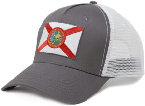 international tie grey florida hat for men and women - florida state flag adjustable one size trucker cap, baseball, snapback with an embroidered patch