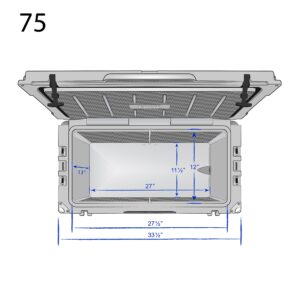 Frosted Frog Gray 75 Quart Ice Chest Heavy Duty High Performance Roto-Molded Commercial Grade Insulated Cooler