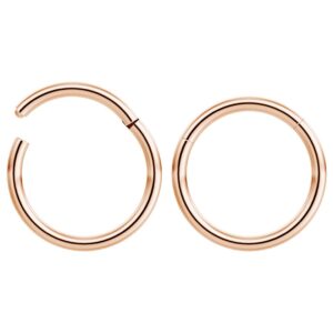 2pc 16g hinged clicker captive bead ring rose gold 10mm helix earring nose hoop rook cartilage tragus lip septum forward eyebrow ear lobe nostril rings seamless surgical steel