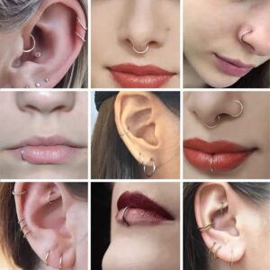 2pc 16g Hinged Clicker Captive Bead Ring Rose Gold 10mm Helix Earring Nose Hoop Rook Cartilage Tragus Lip Septum Forward Eyebrow Ear Lobe Nostril Rings Seamless Surgical Steel