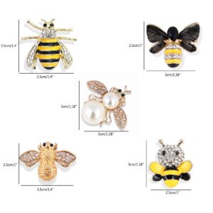 Set of 10 Fashion Enamel Crystal Rhinestones Bee Themed Brooch Pin Jewelry Lapel Pins for Clothes Collar Dress Scarf Bag Decoration