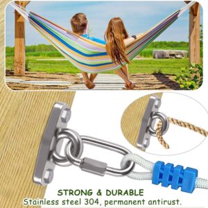 IOH 2 Pcs Heavy Duty Swing Hangers with 4 Screws SUS 304 Antirust, Playground Porch Yoga Seat Trapeze, Hammock Chair, Hanging Kit, Indoor Outdoor, 2000lb Capacity | 2 Quick Link Oval Carabiner |