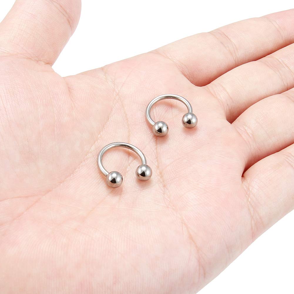 SCERRING 2PCS 14G G23 Titanium Horseshoe Septum Ring Nose Rings Hoop Helix Daith Cartilage Tragus Earrings Nipple Eyebrow Body Piercing Jewelry 12mm