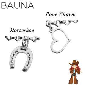 BAUNA Lucky Horseshoe Bracelet Love Heart Pendant Good Luck Horseshoe Charm Adjustable Link Bracelet for Cowgirl Horse Lover Gifts Equestrian Riding Gift (Horseshoes bracelt)