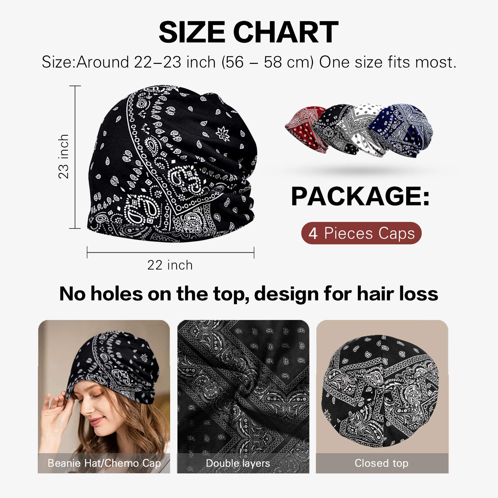 Women's Summer Beanie for Men Hat Boho Hats Adult Dwarf Hats Chemo Cap Cancer Headwear Caps Baggy Skull Sleep Cap Nightcap