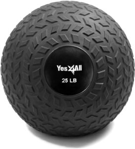 yes4all 25 lbs slam ball for strength, power workout - fitness exercise ball with grip tread & durable rubber shell (25 lbs, black)