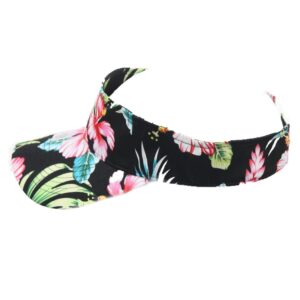 Hawaiian Visor Baseball Cap Floral Hat Fashion Tropical Hats Sun Cap Hiking (Black)