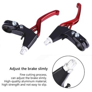 Brake Levers 1 Pair Aluminium Alloy Cycling Brake Level Handles Brake Levers for Road Bike Mountain Bike(Red)