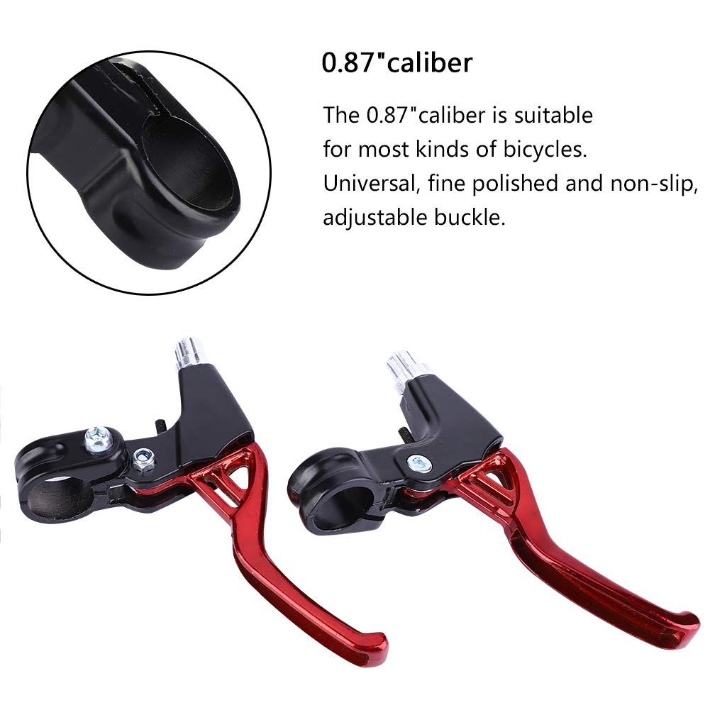 Brake Levers 1 Pair Aluminium Alloy Cycling Brake Level Handles Brake Levers for Road Bike Mountain Bike(Red)