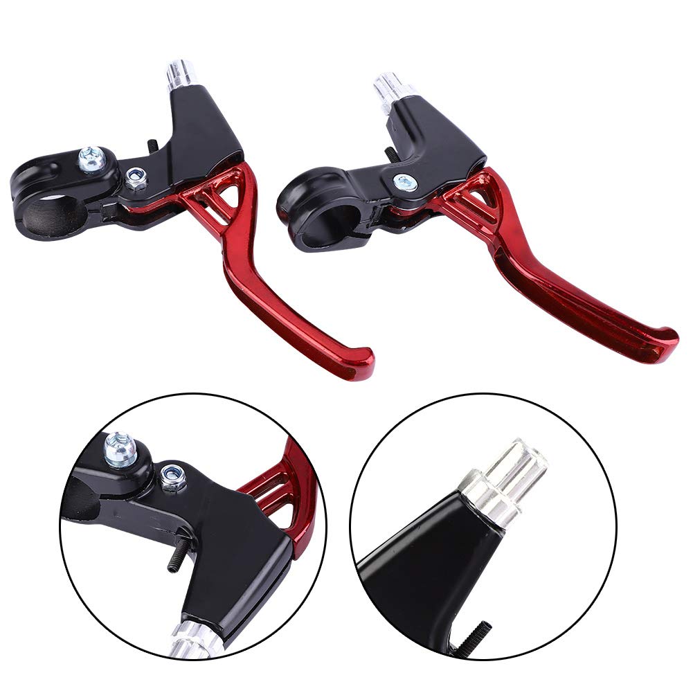 Brake Levers 1 Pair Aluminium Alloy Cycling Brake Level Handles Brake Levers for Road Bike Mountain Bike(Red)