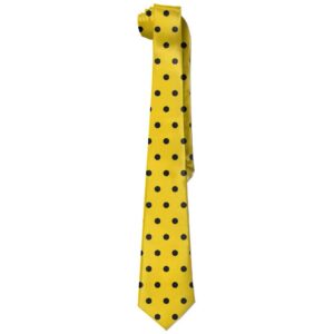 men's yellow with black polka dots skinny silk tie necktie fashion gift weddings gentleman groom