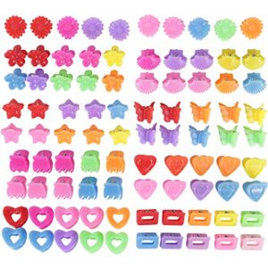 lawie 90 pack small mini rainbow flower star heart butterfly plastic hair claw clips jaw barrettes grip clamps pins updo decorative bun bangs braids y2k accessories for kids toddler baby girls dolls