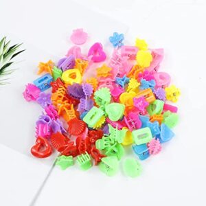 Lawie 90 Pack Small Mini Rainbow Flower Star Heart Butterfly Plastic Hair Claw Clips Jaw Barrettes Grip Clamps Pins Updo Decorative Bun Bangs Braids Y2K Accessories for Kids Toddler Baby Girls Dolls