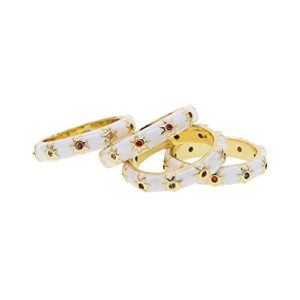 atjmladyjewelry gold plated rainbow star white enamel stack stacking engagement band ring for women (8)