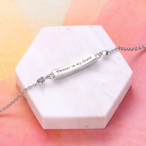 DAOCHONG Sterling Silver Forever in My Heart CZ Cremation urn Locket Memorial Ashes Holder Bangle Urn Keepsake Bracelet 7+2"