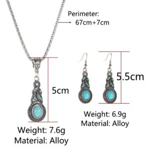 Western Jewelry For Women Green Earrings Irish Dangle Drop Shaped Boho Turquoise Emerald Necklace and Earrings set St. Patrick's Day