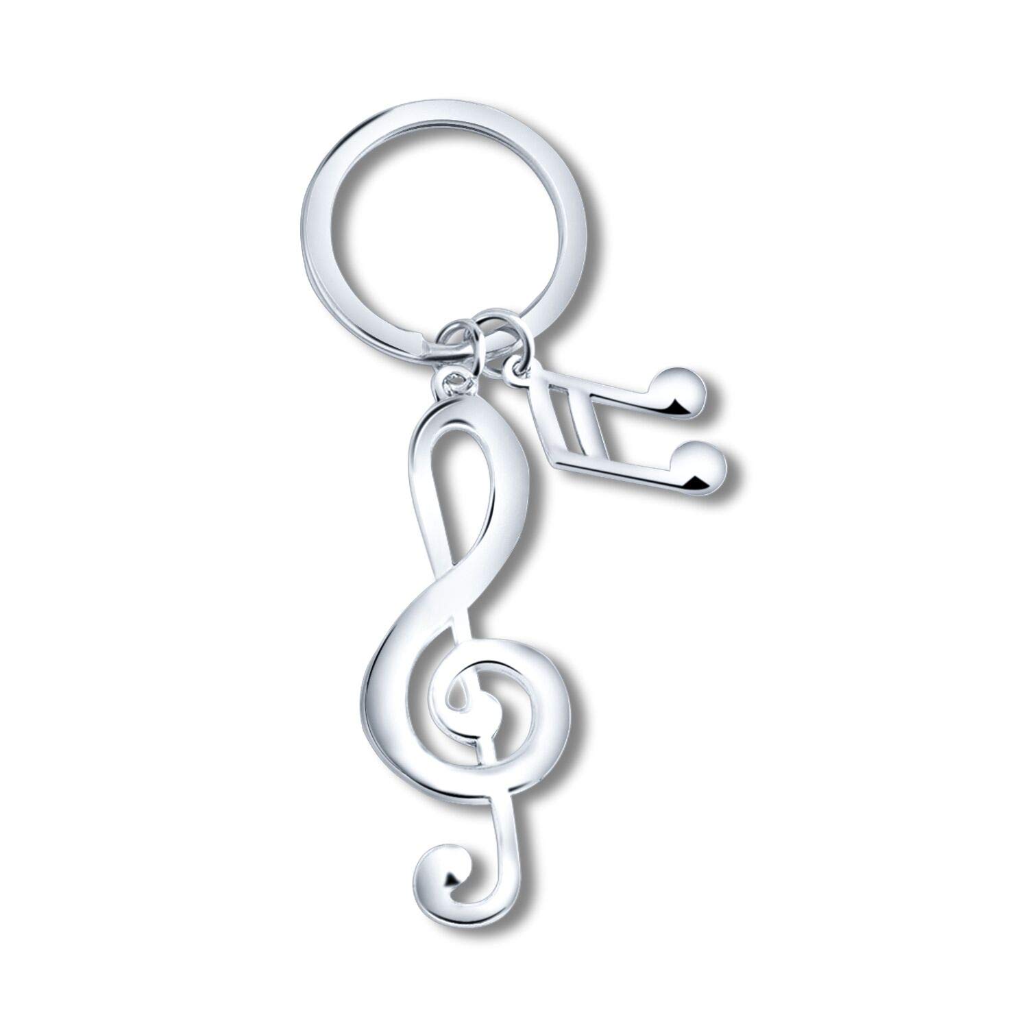 BEKECH Music Jewelry Music Themed Music Clef Pendant Music Note Charm Keychain Musical Jewelry Gift for Musician Music Teacher Music Lover (silver)