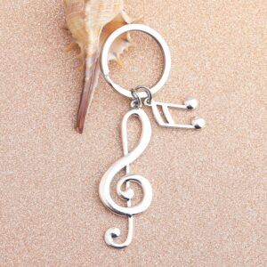 BEKECH Music Jewelry Music Themed Music Clef Pendant Music Note Charm Keychain Musical Jewelry Gift for Musician Music Teacher Music Lover (silver)