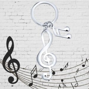 BEKECH Music Jewelry Music Themed Music Clef Pendant Music Note Charm Keychain Musical Jewelry Gift for Musician Music Teacher Music Lover (silver)