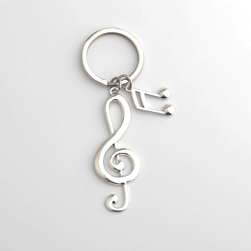 BEKECH Music Jewelry Music Themed Music Clef Pendant Music Note Charm Keychain Musical Jewelry Gift for Musician Music Teacher Music Lover (silver)