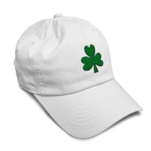 soft baseball cap shamrock embroidery st patrick's day green shamrock twill cotton celtic clover dad hats for men & women white design only