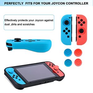 Switch Accessories Kit, innoAura 11 in 1 Accessories Kit with Carrying Case, Game Card Slot Holder, TPU Cover, J-con Covers, Thumb Caps, Tempered Glass Screen Protectors for NS Switch