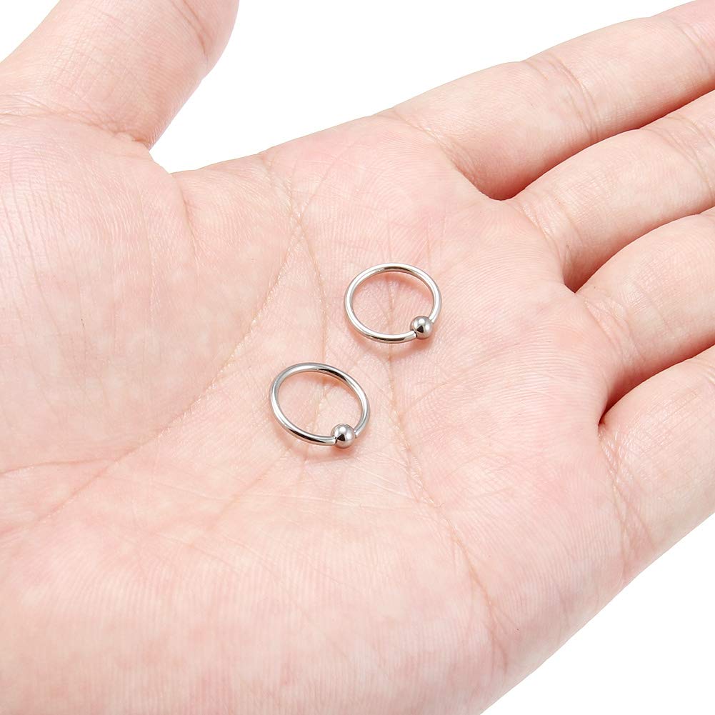 SCERRING 2PCS 16G G23 Titanium Captive Bead Ring Nose Rings Hoop Helix Daith Cartilage Tragus Earrings Eyebrow Body Piercing 10mm