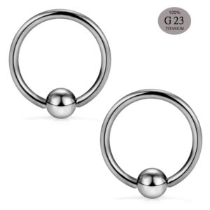 SCERRING 2PCS 16G G23 Titanium Captive Bead Ring Nose Rings Hoop Helix Daith Cartilage Tragus Earrings Eyebrow Body Piercing 10mm